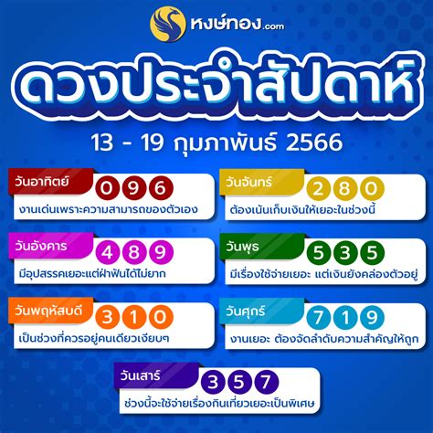 เปิดดวงรายสัปดาห์ ประจำวันที่ 13 19 กุมภาพันธ์ 2566 โดย หงษ์ทอง