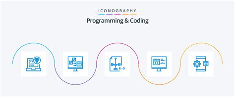 Programming And Coding Blue 5 Icon Pack Including Develop App Develop
