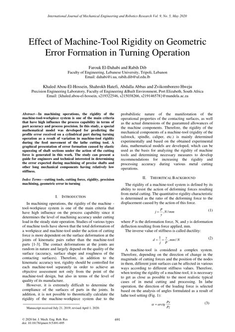 Pdf Effect Of Machine Tool Rigidity On Geometric Error Formation In Turning Operation
