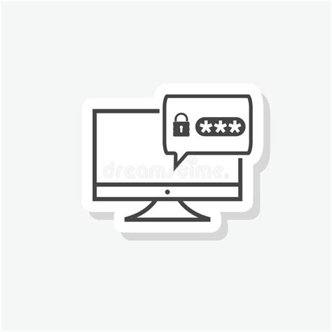 Password Secure Access On Desktop Computer Sticker Icon Stock Vector