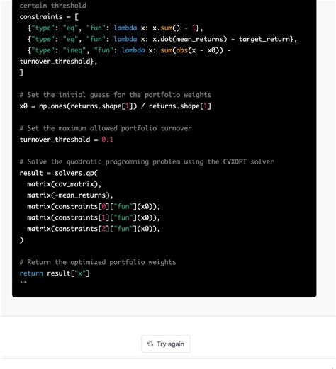 I Made Chatgpt Make A Qp Portfolio Optimiser Using Ccxt And Cvxopt With