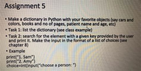 Solved Assignment 5 • Make A Dictionary In Python With Your