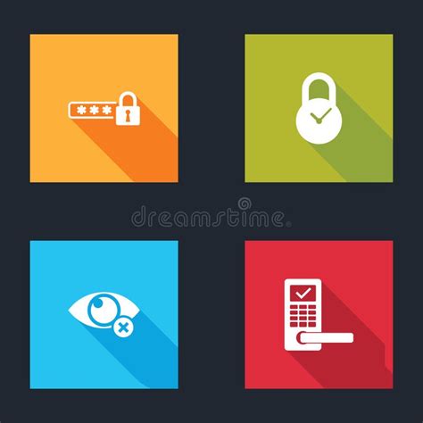 Set Password Protection Padlock With Clock Invisible Hide And Digital Door Wireless Icon