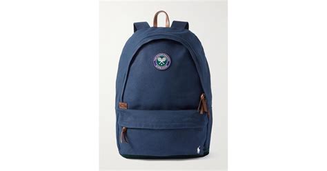 Polo Ralph Lauren Wimbledon Logo Appliquéd Leather Trimmed Canvas