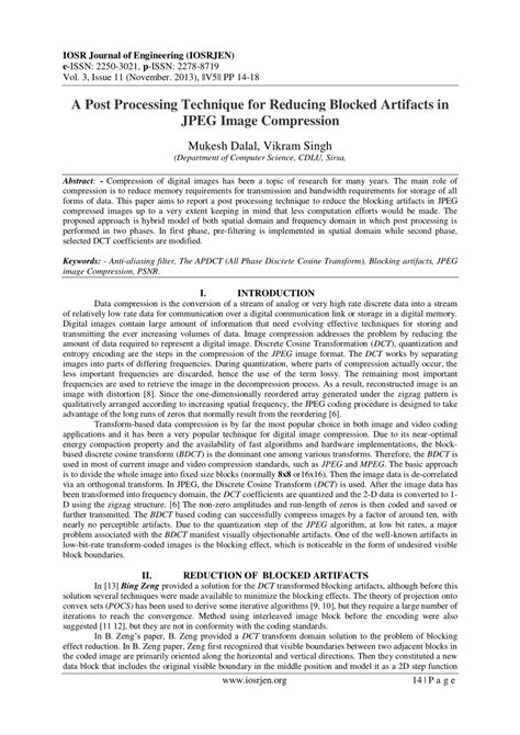Pdf A Post Processing Technique For Reducing Blocked Artifacts In
