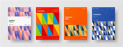 회사 Id 브로셔 템플릿 컬렉션입니다 비즈니스 프리젠 테이션 벡터 A4 수직 방향 전면 페이지 모형 세트 기업 보고서 커버 추상 기하학적 일러스트 디자인 레이아웃 번들 0