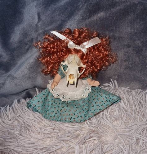 Real Skull Art Doll Macabre Ooak Skull Head Doll Curio Cabinet Doll