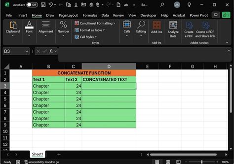 Excel CONCATENATE Function