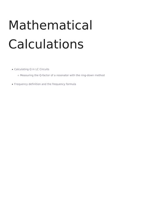 Mathematical Calculations Pdf