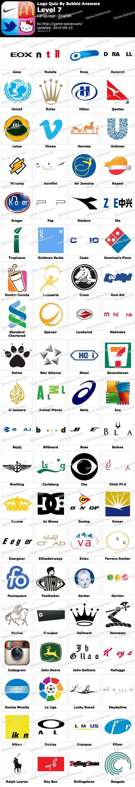 Logo Quiz By Bubble Answers Level 7 Game Solver Logo Quiz Logo