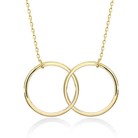 14k Solid Gold Interwined Circles Necklace For Women
