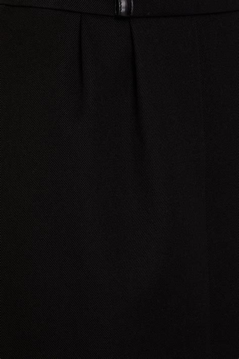 SAINT LAURENT Leather Trimmed Wool Twill Mini Skirt THE OUTNET