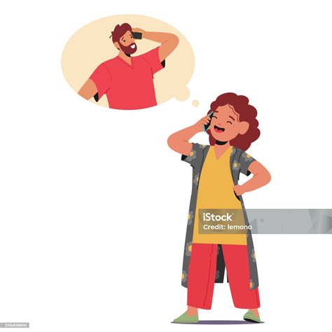 행복 한 아이 전화 통화 동안 아버지 또는 성인 친구와의 대화를 상상 만화 벡터 일러스트 가족에 대한 스톡 벡터 아트 및 기타