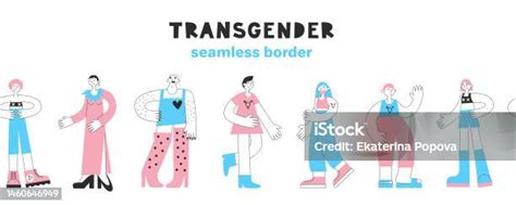 트랜스젠더 가시성의 날 원활한 국경 깃발 색상과 Lgbt 기호를 가진 트랜스 Mtf 및 Ftm 사람들의 집합입니다 평등 다양성