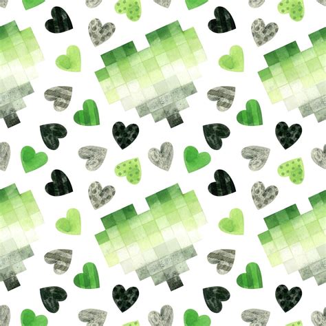 Premium Vector Aromantic Pride Month Seamless Pattern With Hearts