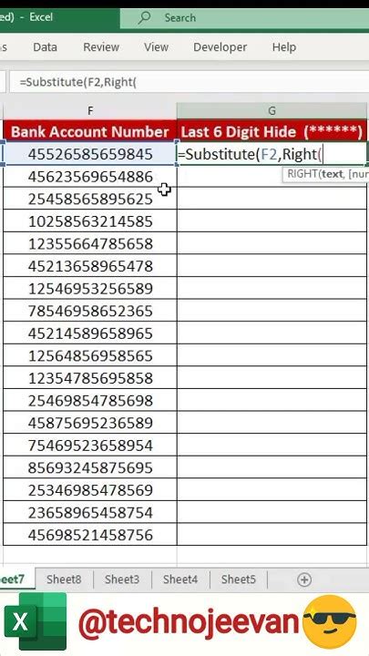 excel how to hide account number last 6 digit ii excel shorts ii