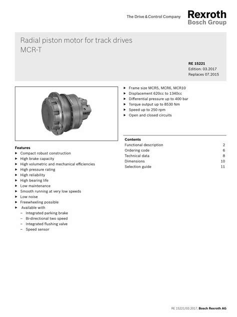 PDF Radial Piston Motor For Track Drives MCR T The MCR T Type Motor Has A Spring Applied