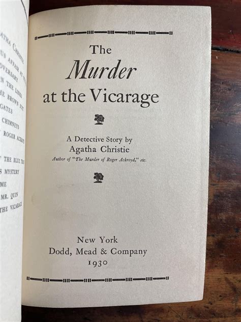 The Murder At The Vicarage Agatha Christie First