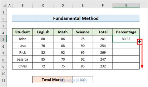 How To Apply Percentage Formula In Excel For Marksheet 7 Applications