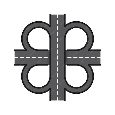 Premium Vector Color Highway Roan Line Icon Crossroad Route Or Street