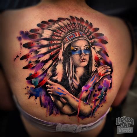 Red Indian Tattoo By Jackson May Native American Tattoo Designs