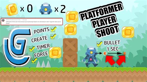 Gdevelop 5 Platformer Player Shoot Tutorial Youtube