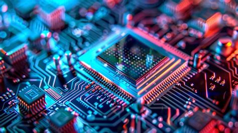 closeup quantum computing processor chip on computer circuit board