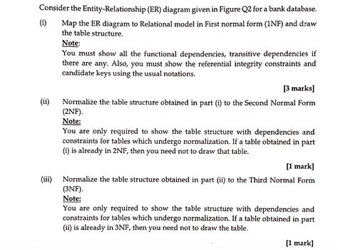 Solved Figure Q Er Diagram For A Bank Database I Map The Chegg