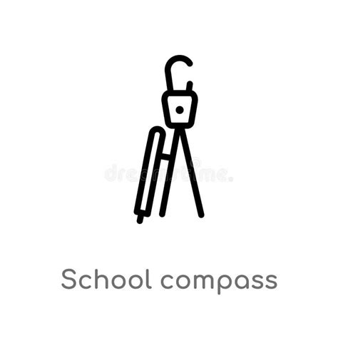 Outline School Compass Vector Icon Isolated Black Simple Line Element Illustration From