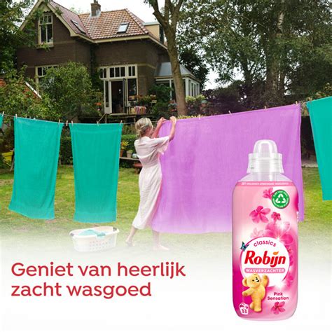 Aanbieding Robijn Wasverzachter Pink Sensation 825 Ml 8 Flessen 264 Wasbeurten Robijn