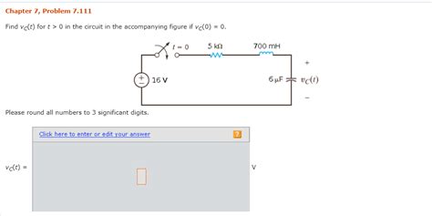 solved chapter 7 problem 7 111 find vc t for t 0 in the