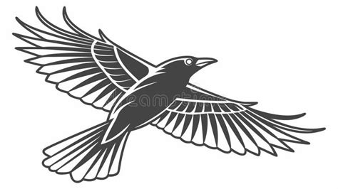 Majestic Crow In Flight Dynamic Bird Wildlife Illustration Vector