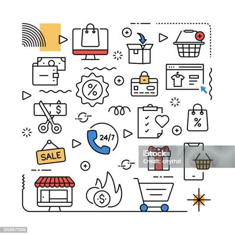 Elemen Desain Terkait Ecommerce Desain Pola Dengan Ikon Kerangka