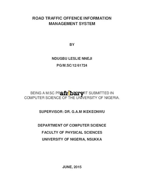 road traffic offence information management system afribary