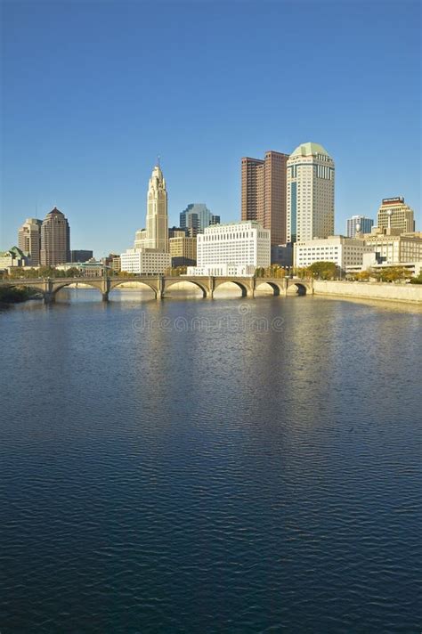 Scioto River And Columbus Ohio Skyline In Autumn Editorial Stock Image