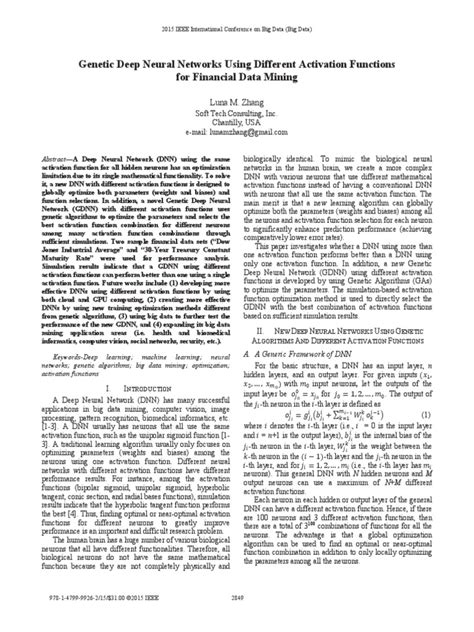 Genetic Deep Neural Networks Using Different Activation Functions For