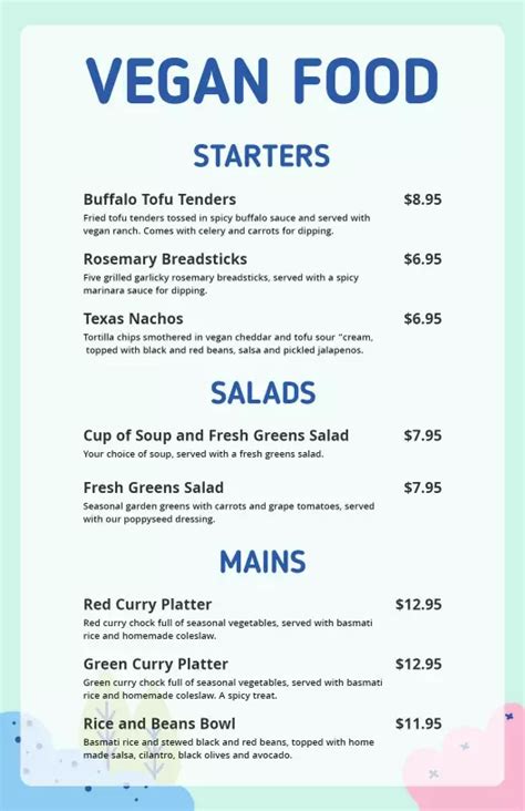 Cute Menu Templates Photoadking