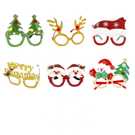 Saydy 6 Pieces Christmas Glitter Party Glasses Christmas Decoration