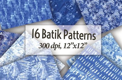 16 Blue Batik Style Patterns