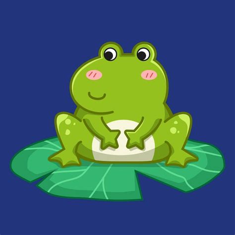 Premium Vector Cute Frog On Lotus Leaf