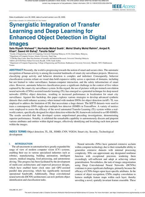 Pdf Synergistic Integration Of Transfer Learning And Deep Learning For Enhanced Object