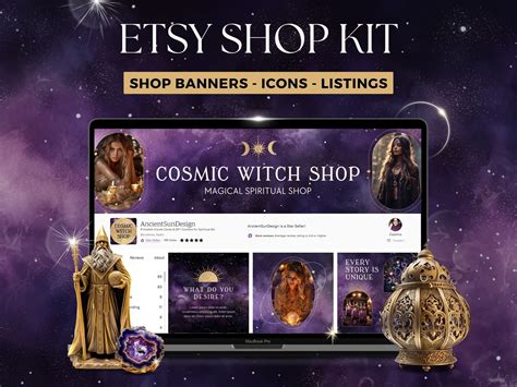 Etsy Shop Banner Purple Etsy Store Kit Spiritual Design Receipt