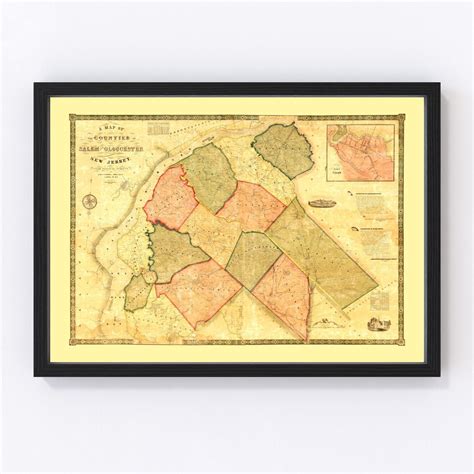 Vintage Map Of Gloucester County New Jersey 1849 By Teds Vintage Art