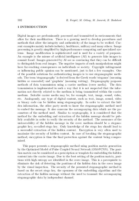 Steganography Approach To Image Authentication Using Pulse Coupled