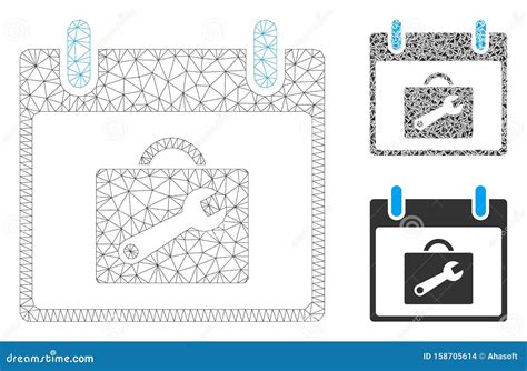 Toolbox Calendar Day Vector Mesh Wire Frame Model And Triangle Mosaic Icon Stock Vector