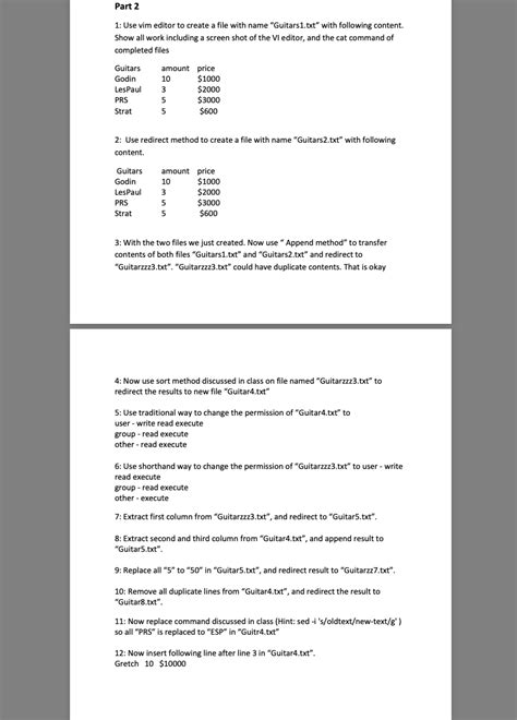 Solved Part 2 1 Use Vim Editor To Create A File With Name