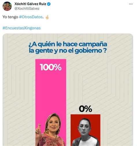 INE ordena a Xóchitl Gálvez bajar meme sobre encuesta comparativa con
