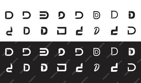 흑백 문자 D 로고 컬렉션 프리미엄 벡터