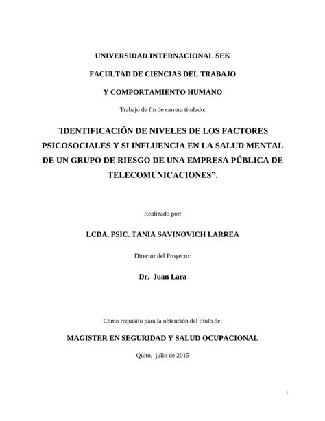 Pdf ¨identificaciÓn De Niveles De Los Factores Dokumentips