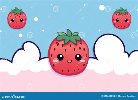 Kawaii Strawberry Wallpaper Stock Illustration Illustration Of